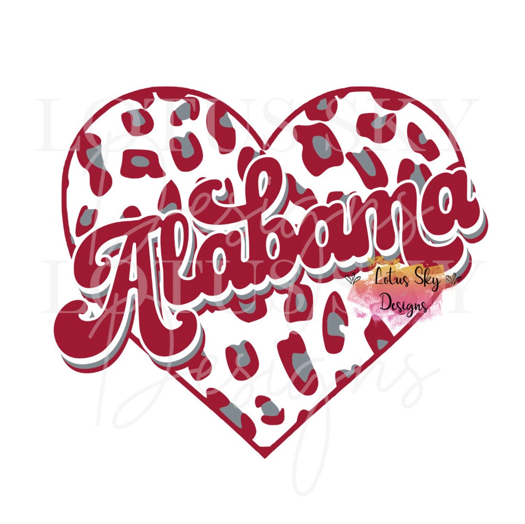 Alabama Retro Leopard Print Heart | Instant Download | SVG and PNG ...