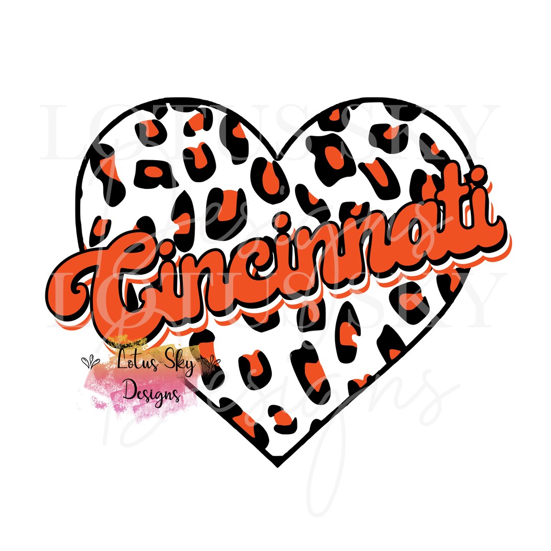 Retro Leopard Cincinnati Heart | Instant Download | SVG and PNG Files ...