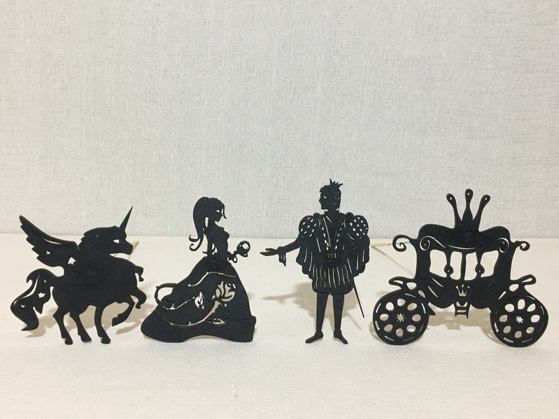 Puppets for the Shadow Theater. the Set Consists of 17 Characters of ...