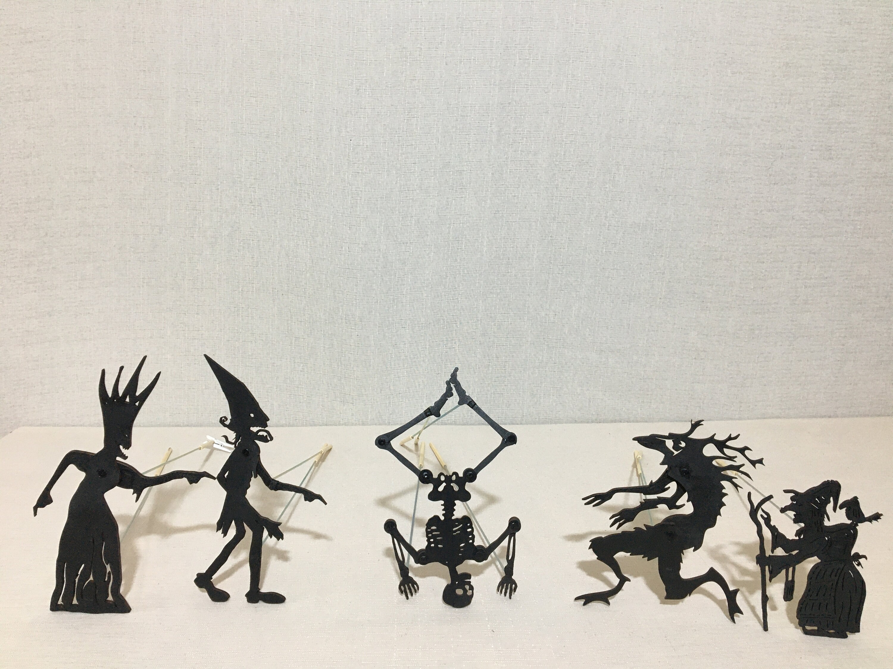 Puppets for the Shadow Theater. the Set Consists of 17 Characters of ...
