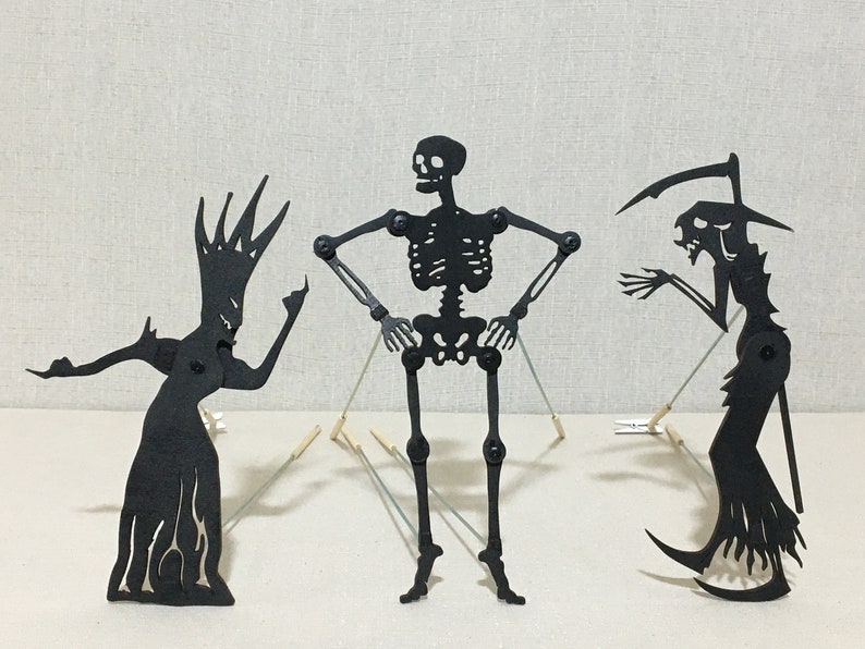 Puppets for the Shadow Theater. the Set Consists of 17 Characters of ...