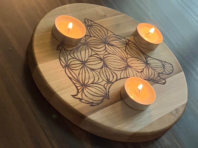 Wood Burn Art Wolf Trivet/candle Plate -pryography - Etsy