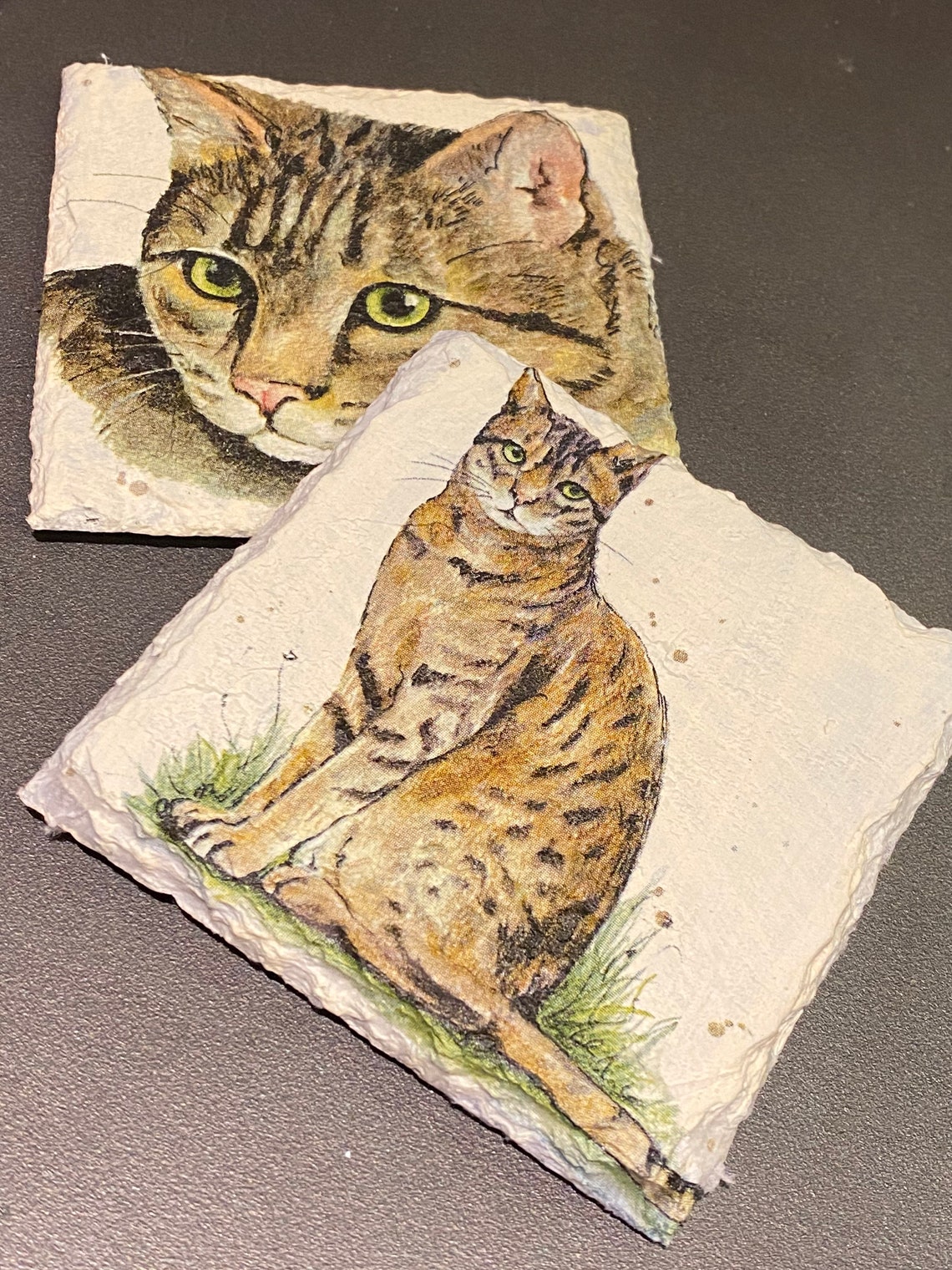Tabby Cat Decoupage Slate Coasters - Etsy