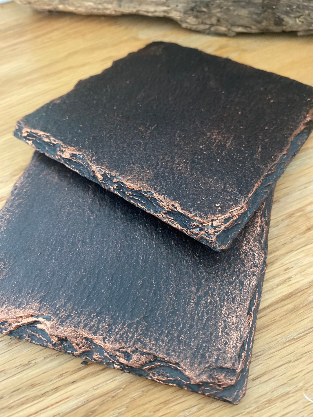 Copper Rub Slate Coasters Set of Two Ideal Gift - Etsy