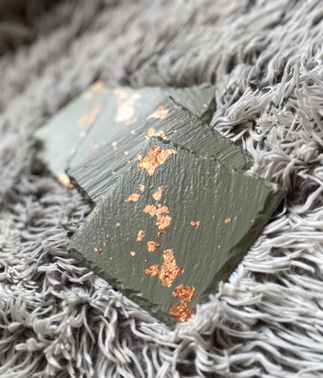 Sage Green Handpainted Coasters With Metallic Detailing - Etsy UK