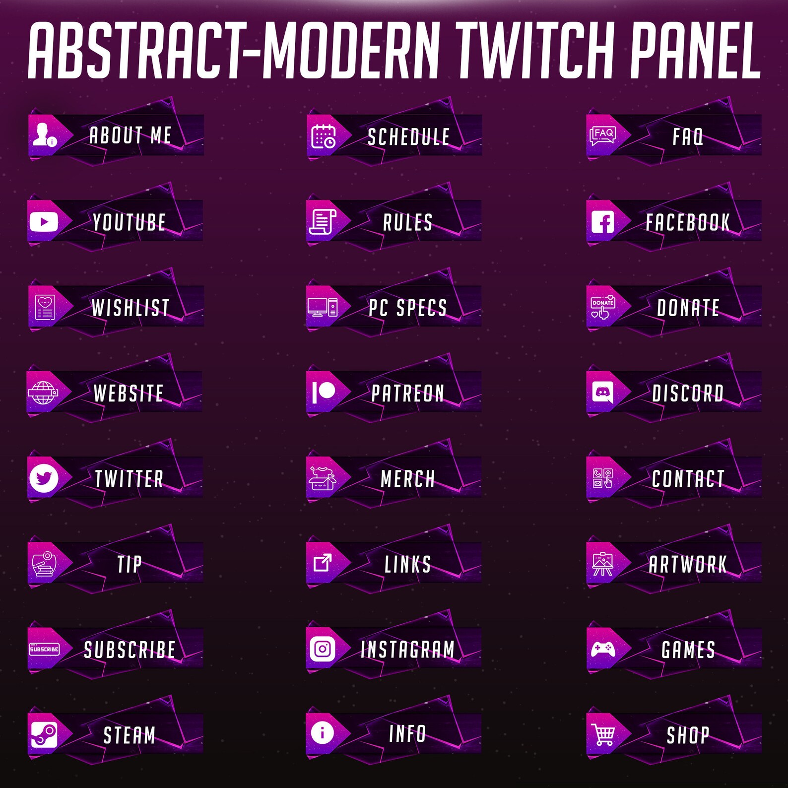 Panneau twitch violet moderne x24 - Etsy France