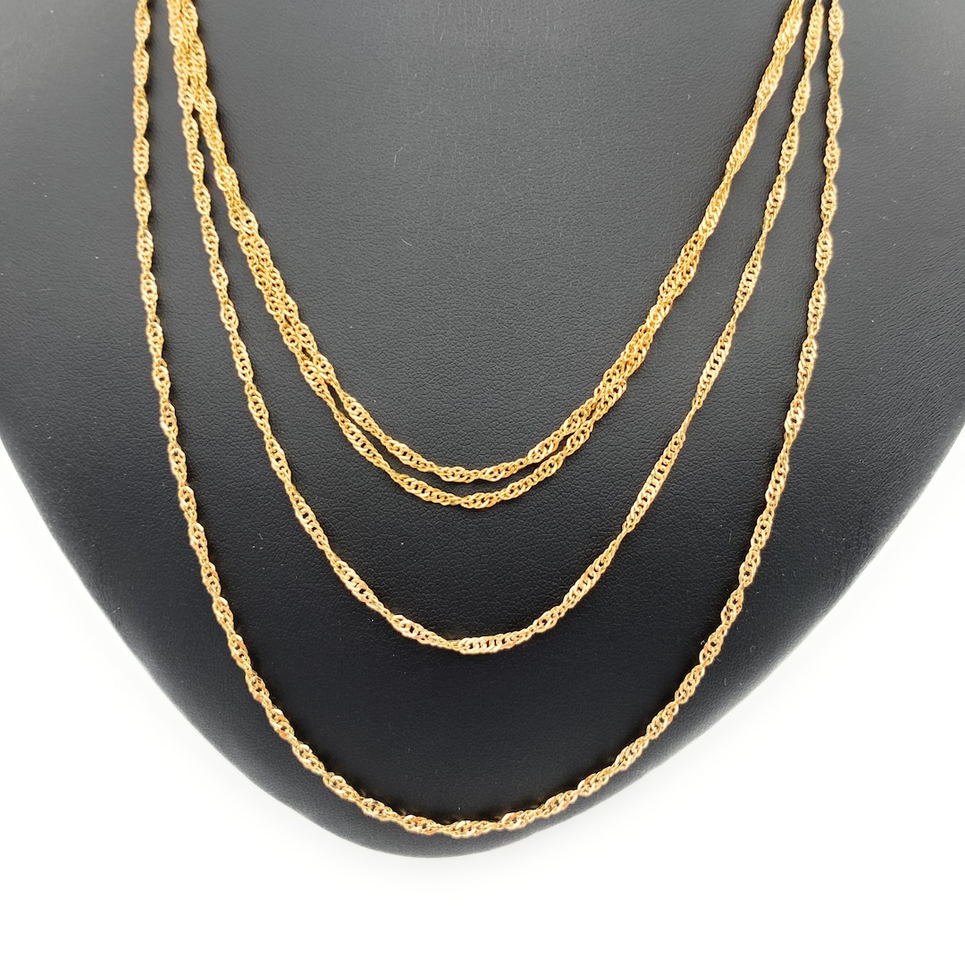 Gold Chain Necklace - Singapore Chain - Singapore Chain Gold,long Link ...