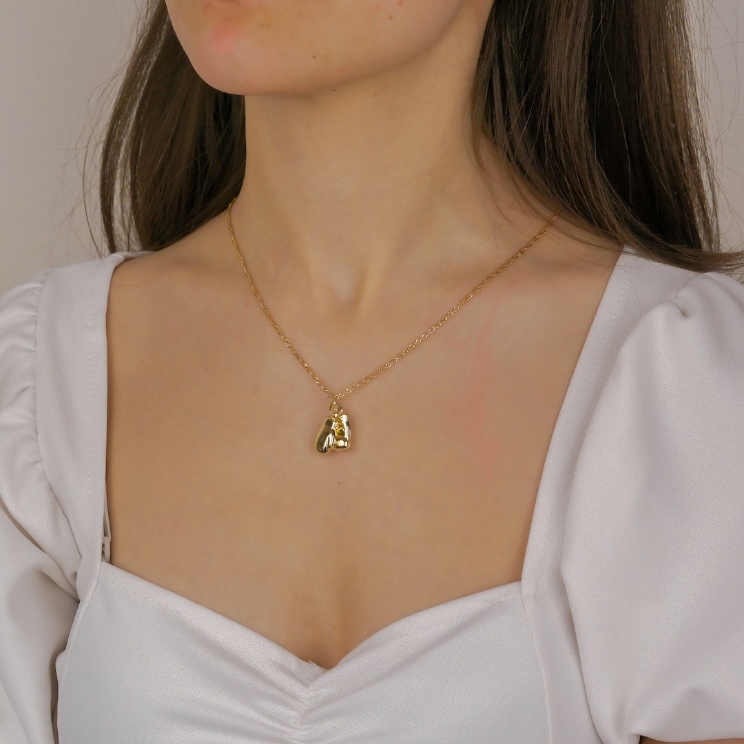 Gold Boxing Pendant Necklace, Boxing Glove Necklace for Mens, Mens ...