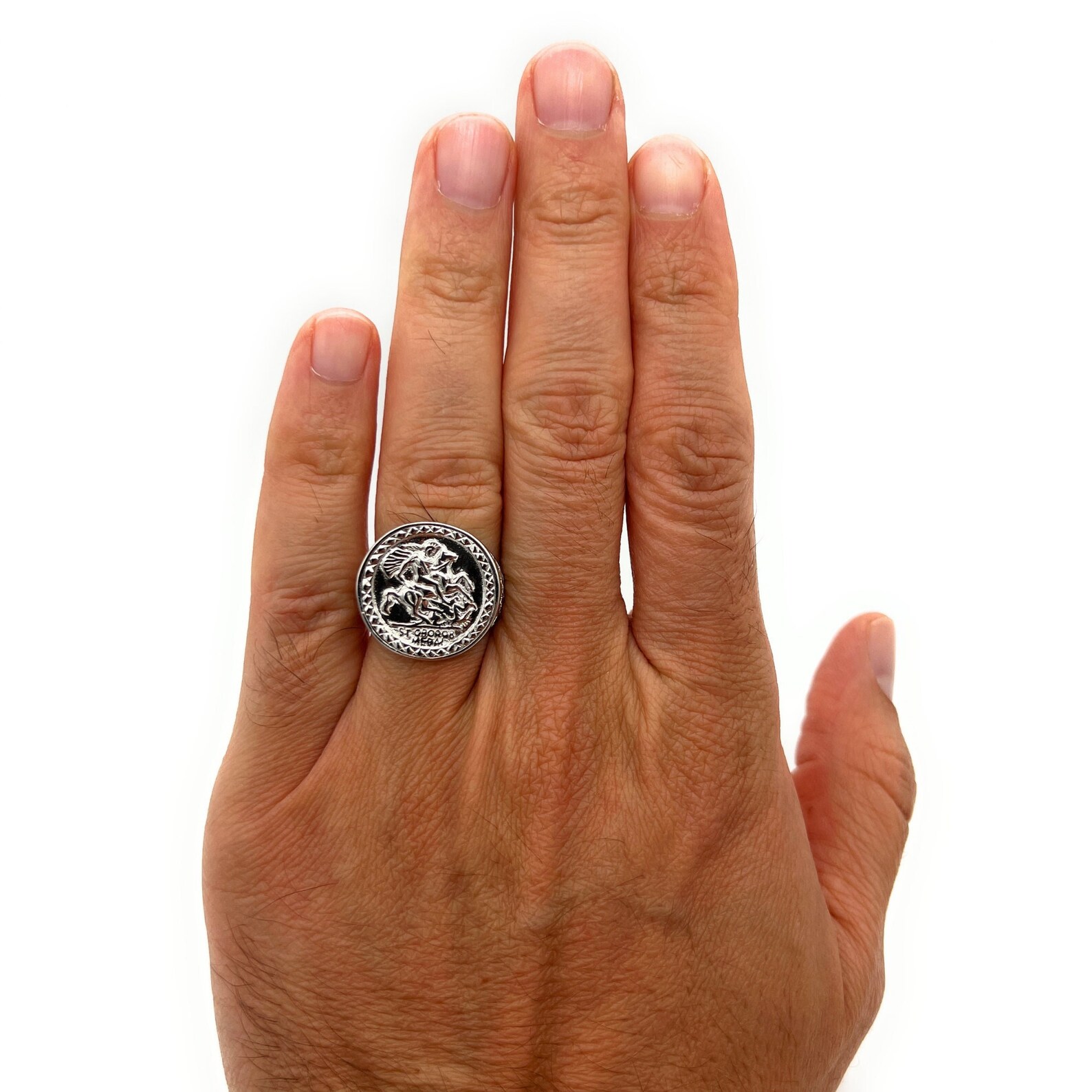 Man Ring - Sovereign Ring - Signet Ring - St George Ring - Sovereign ...