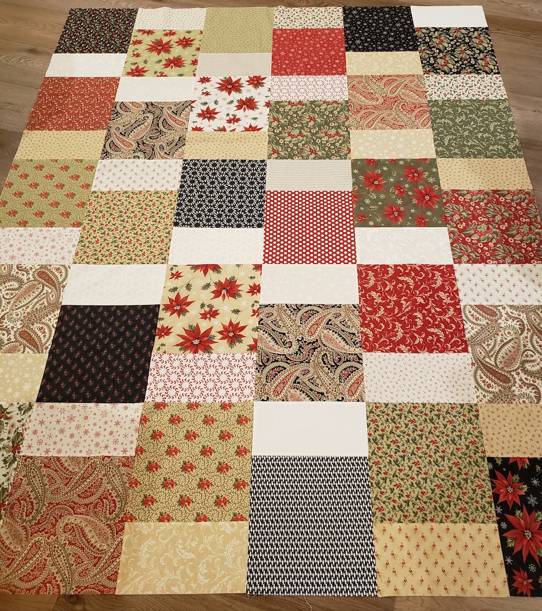 Unfinished Quilt, Modern Quilt, Christmas Quilt, Lap Quilt, 54" X 67 ...
