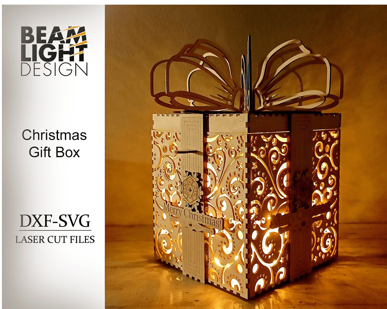 Christmas Gift Box Christmas Decoration Lasercut Files. Dxf - Etsy