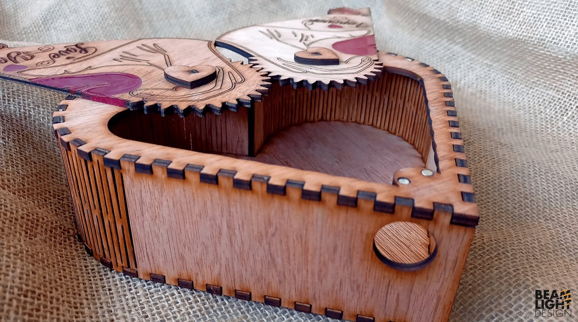 Heart Box Love Gear Box SVG Laser Cut Files Valentines - Etsy