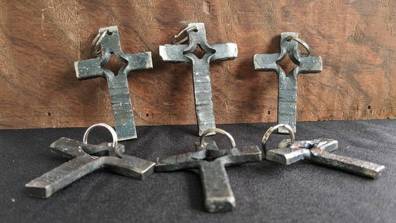 Hand-forged Steel Split Cross Pendant Keychain or Necklace - Etsy