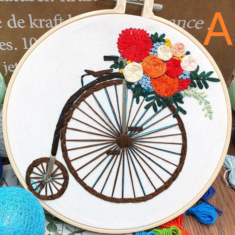 1 to 4 Pack Bike Embroidery Kit Embroidery Kit for Beginners Bicycle ...