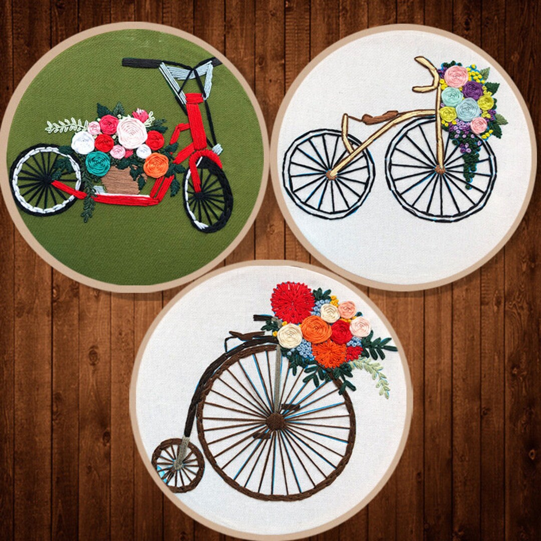 1 to 4 Pack Bike Embroidery Kit Embroidery Kit for Beginners Bicycle ...