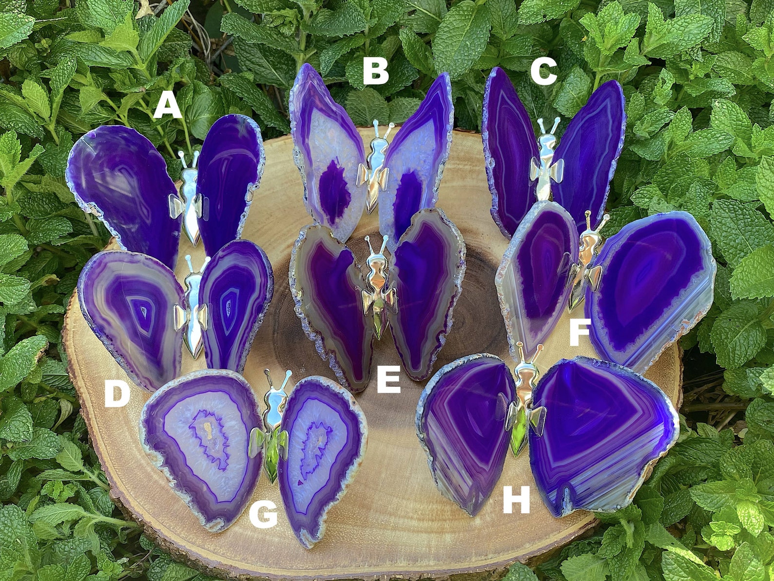 Agate Slice Butterfly Gemstone Decor Housewarming Gift Home & | Etsy