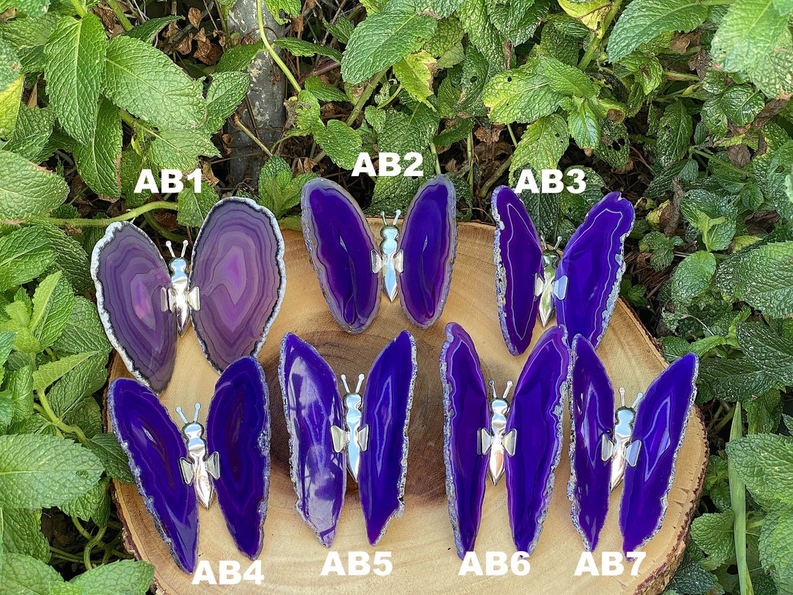 Agate Slice Butterfly Gemstone Decor Housewarming Gift Home & | Etsy