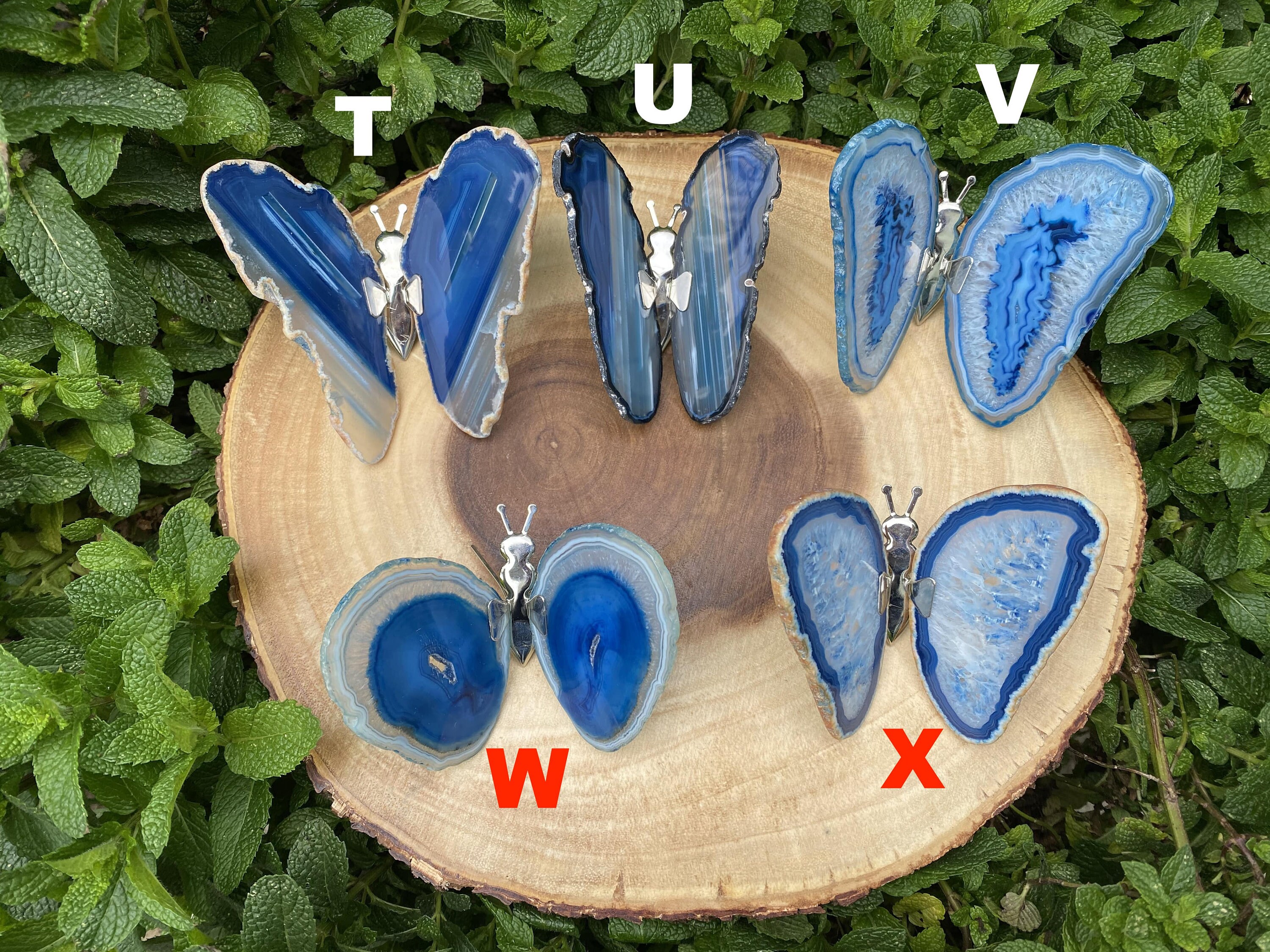 Agate Slice Butterfly Gemstone Decor Housewarming Gift Home & | Etsy