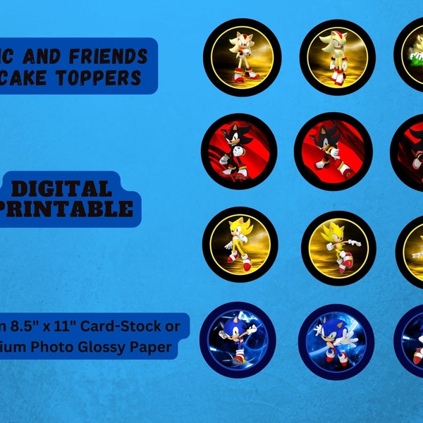 Sonic and Shadow Cupcake Toppers - Etsy