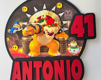 Bowser Personalized Cake Topper Super Mario Bowser Birthday Party ...