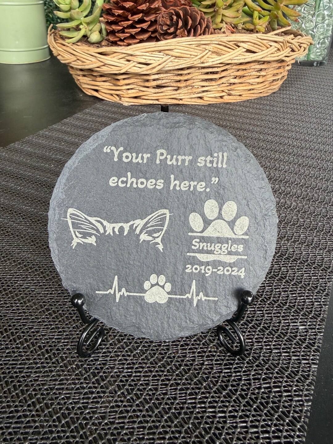 Personalized Pet Memorial Slate Coaster, Cat Loss Keepsake, Custom Pet ...