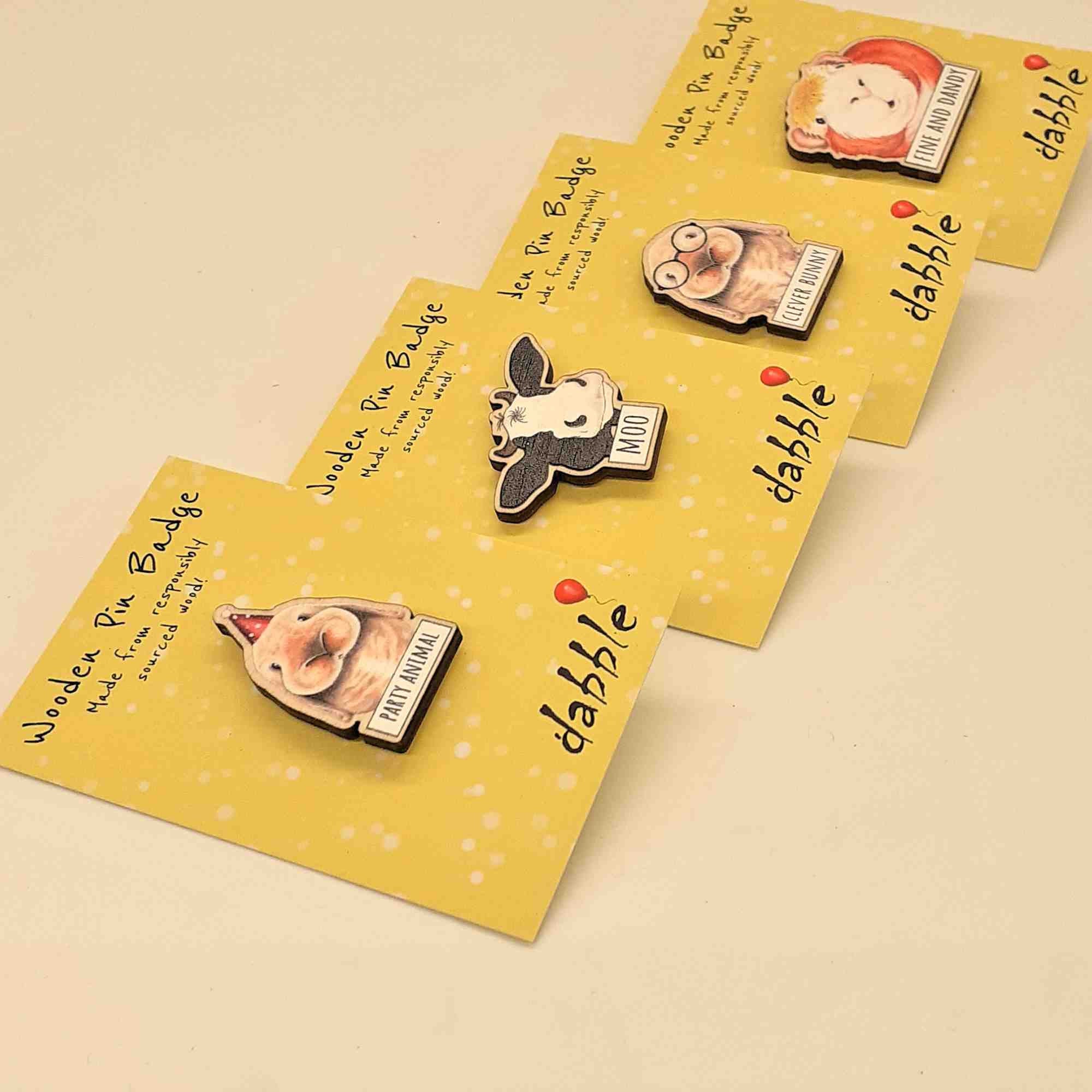 Wooden Pin Badge 'clever Bunny' - Etsy