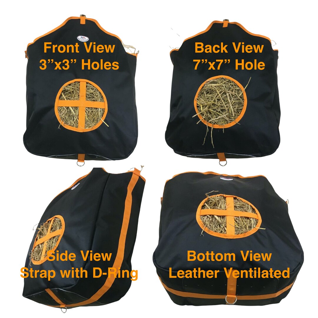 Majestic Ally Nylon Hay Feeder Tote Bag for Horse, Goat, - Double Sides ...