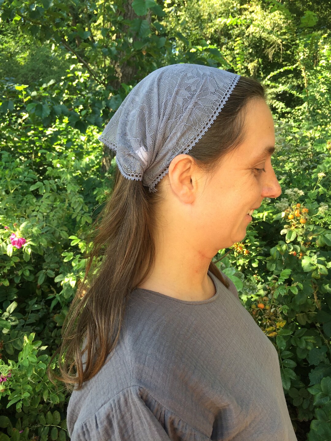 Gray Lace Headscarf, 23 Cm, 9.06 Inches Christian Head Covering - Etsy