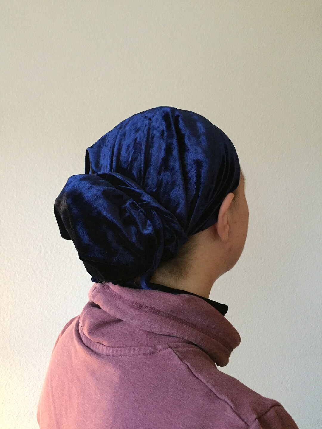 Full Head Covering Velvet Blue Snood Christian Head Covering Christian ...
