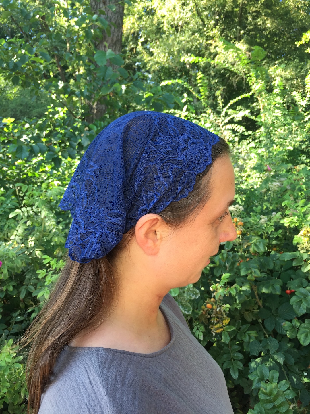 Bright Blue Lace 27cm 10.63 Inch Headscarf, Christian Head Covering - Etsy