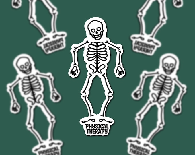 Skeleton Physical Therapy Sticker, Spooky Season DPT, SPT, PTA Vinyl ...
