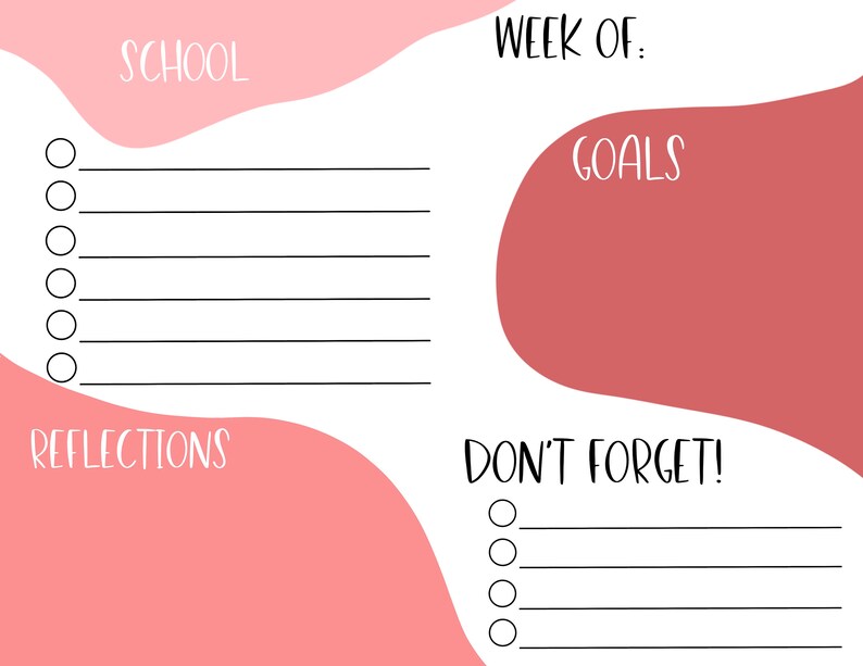 Digital Physical Therapy School Weekly Planner, Printable to Do List ...
