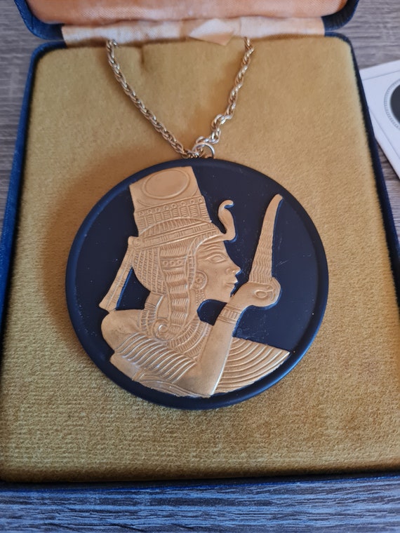 Rare Large Vintage Black Basalt and 24 Carat Gold Wed… - Gem