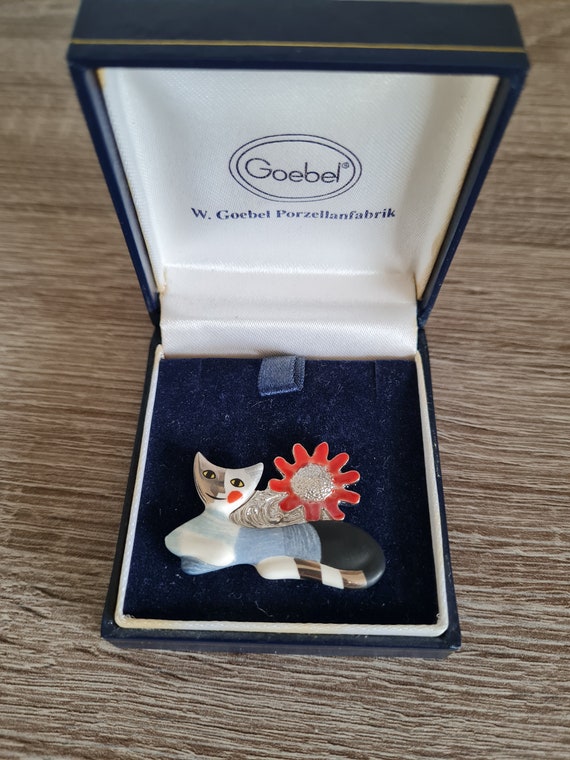 Vintage Goebel Rosina Wachtmeister Cat Brooch With Or… - Gem