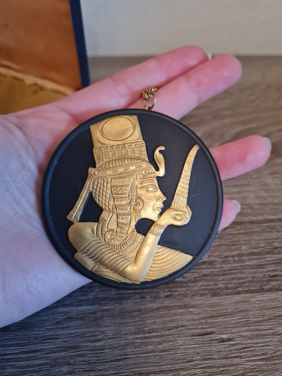 Rare Large Vintage Black Basalt and 24 Carat Gold Wed… - Gem