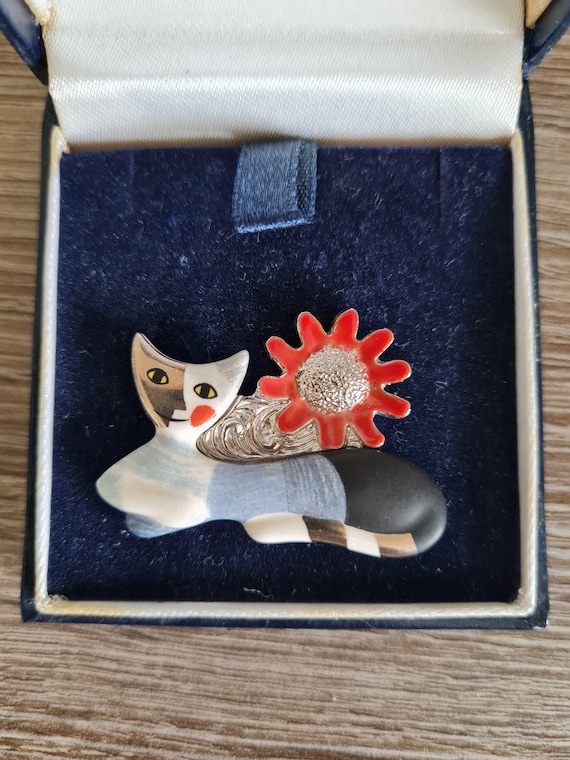 Vintage Goebel Rosina Wachtmeister Cat Brooch With Or… - Gem