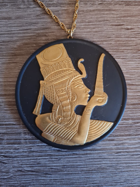 Rare Large Vintage Black Basalt and 24 Carat Gold Wed… - Gem