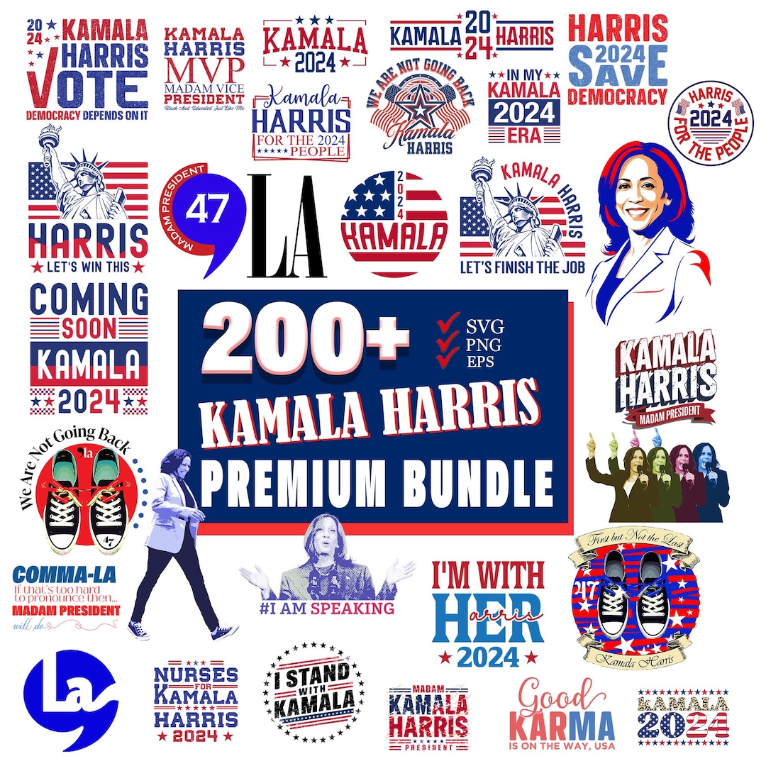 200 Kamala Harris SVG PNG Bundle, Kamala Harris 2024 PNG, Madam ...