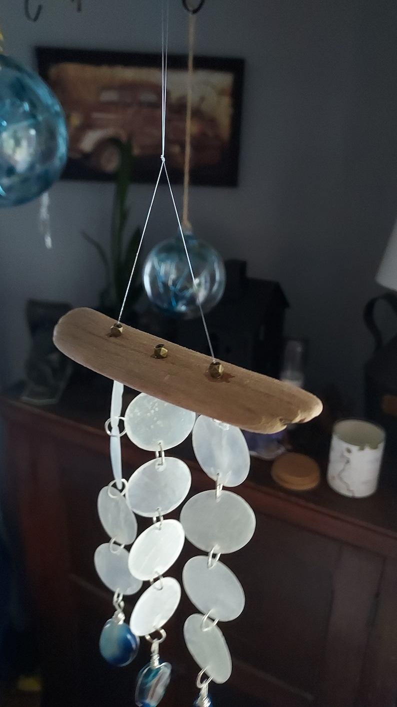 Boho White Capiz Shell Wind Chimes - Etsy