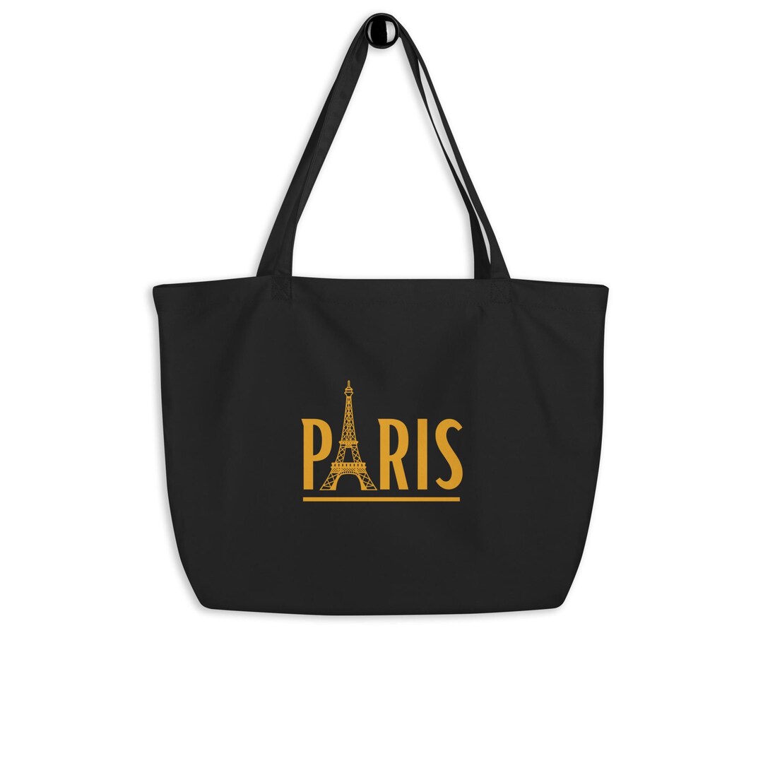 Parisian Chic Black Canvas Tote - Eiffel Tower Hand-drawn Design ...