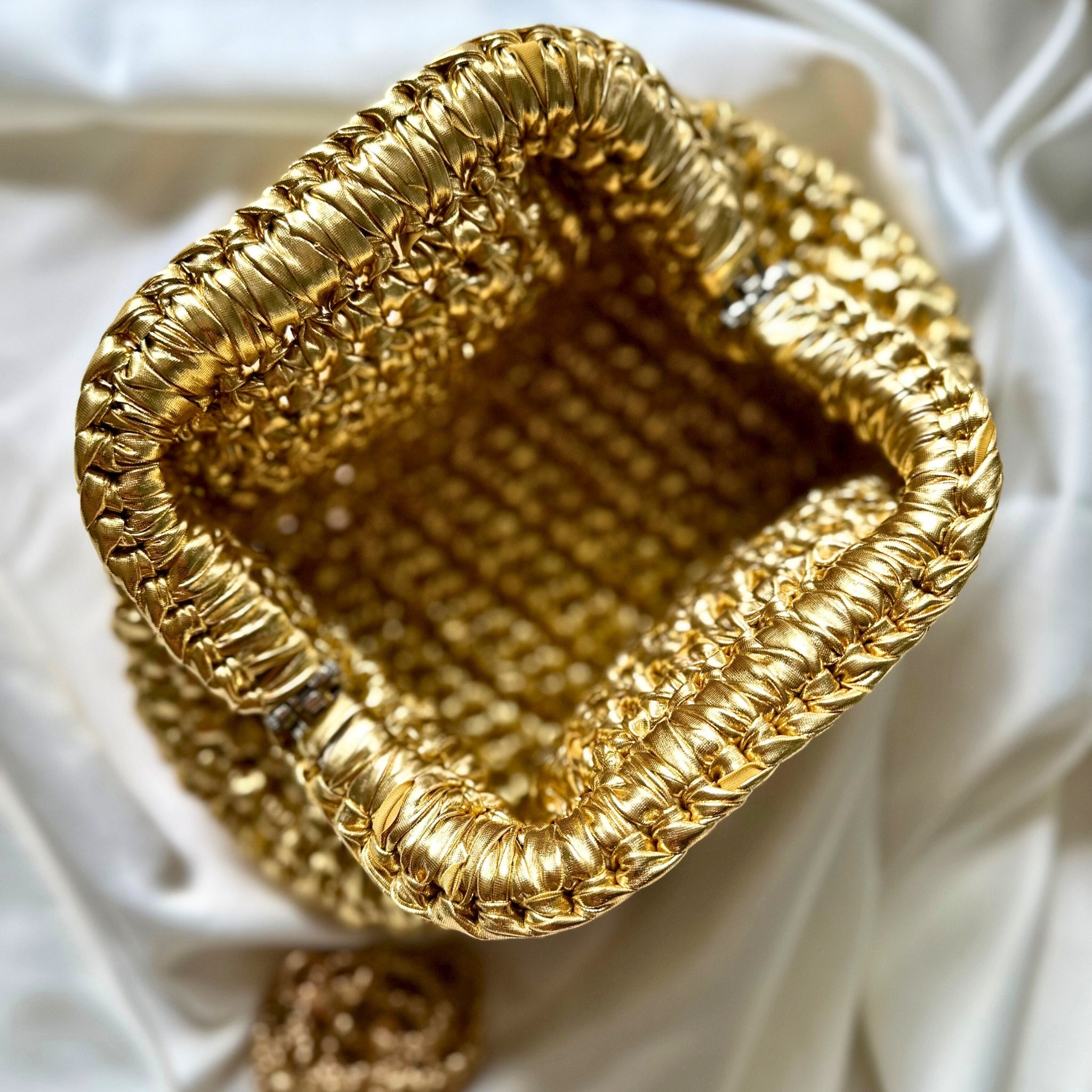 Gold Evening Clutch Bag, Metallic Gold Purse, Metallic Gold Raffia ...