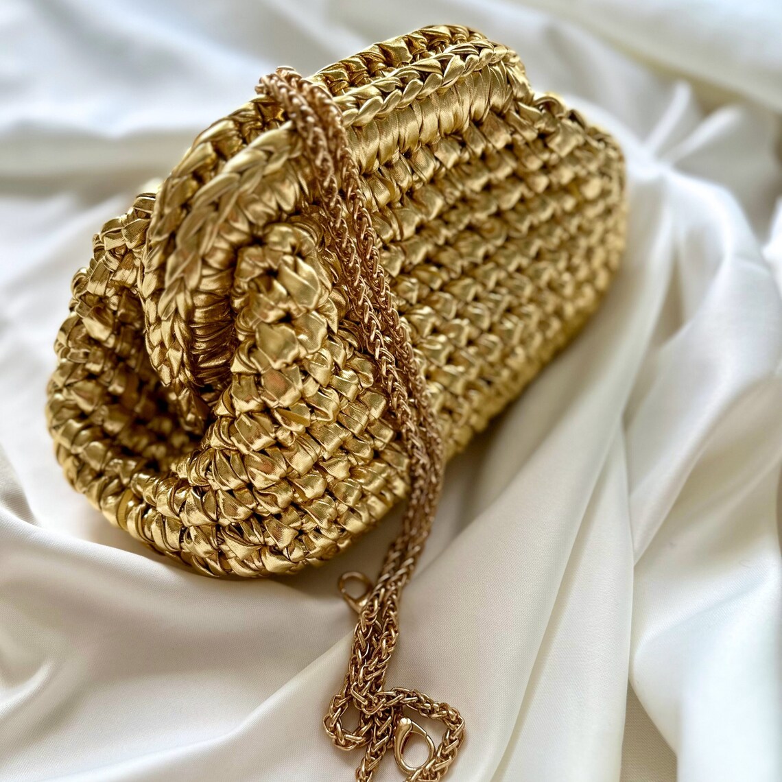 Gold Evening Clutch Bag, Metallic Gold Purse, Metallic Gold Raffia ...