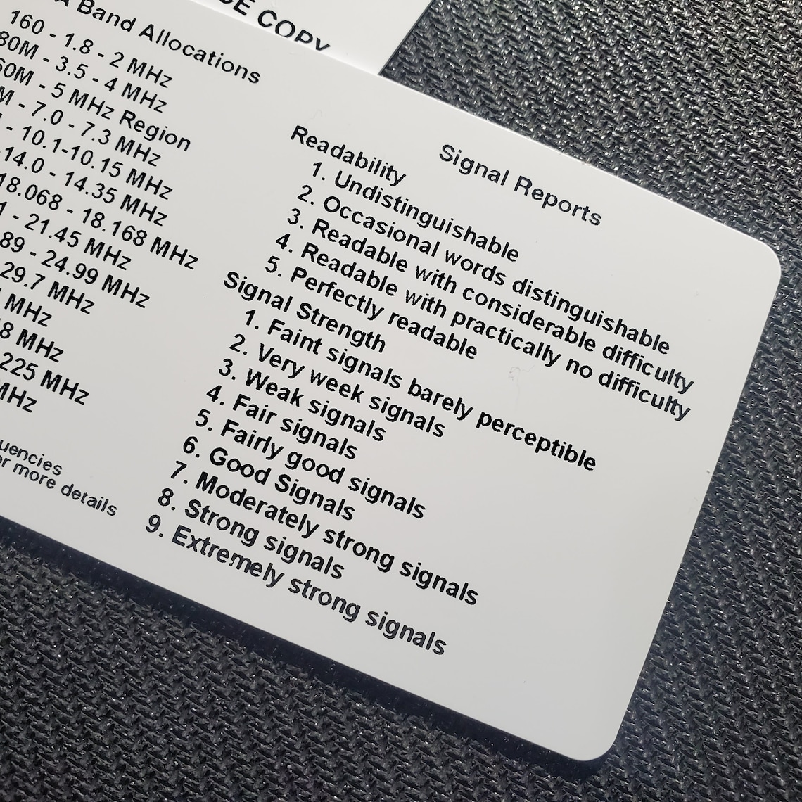 Full-color Ham Radio Reference Card Plastic Wallet Card PVC - Etsy