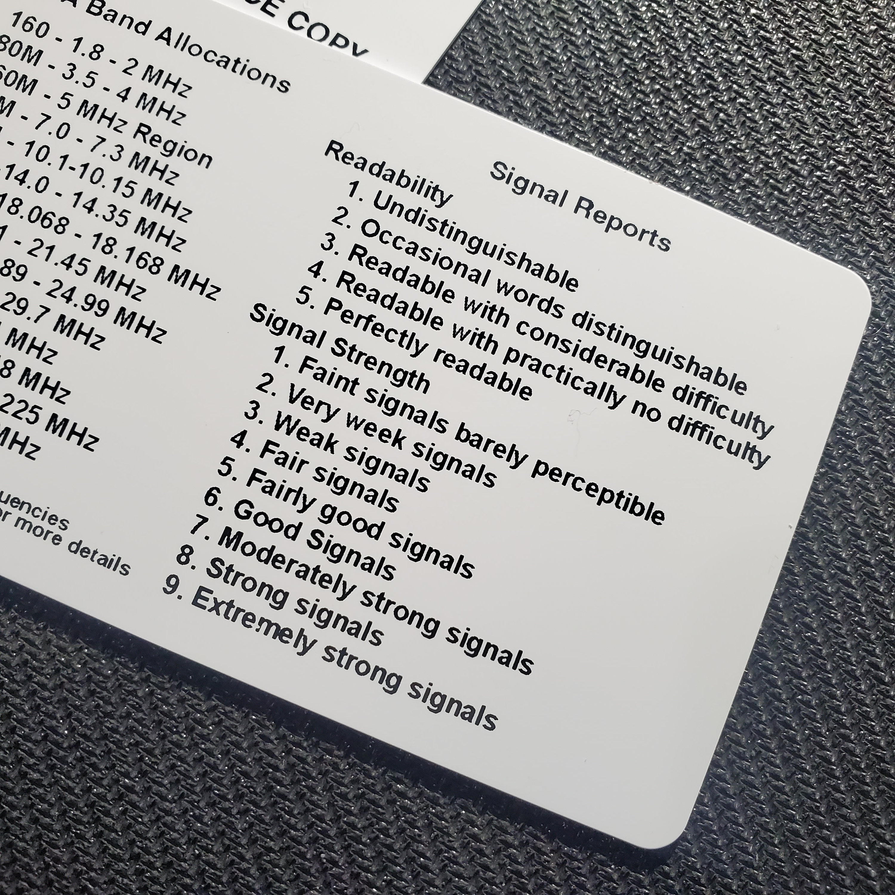 Full-color Ham Radio Reference Card Plastic Wallet Card PVC - Etsy