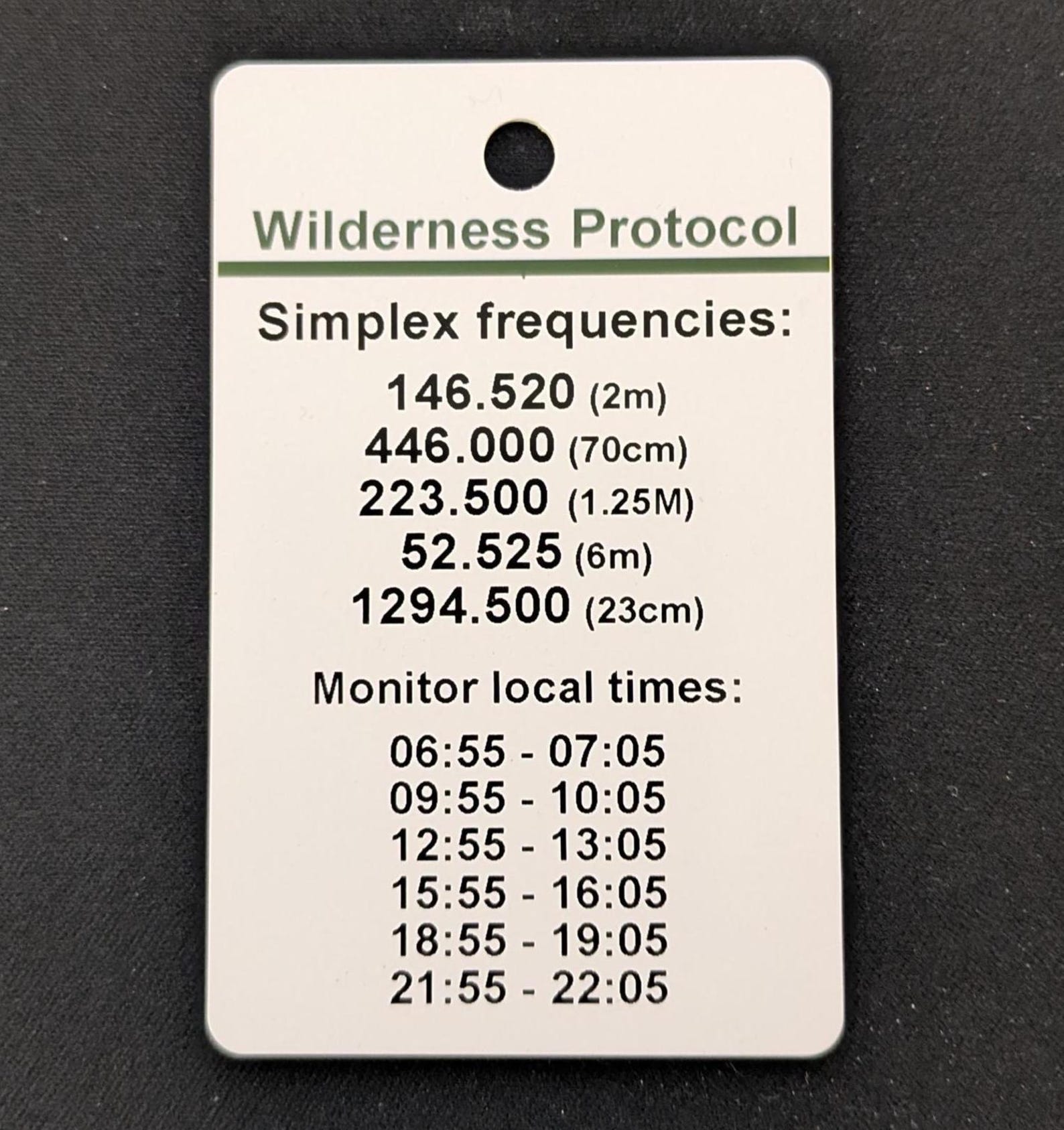 Ham Radio Wilderness Protocol Reference Card: Hiking Emergency ...