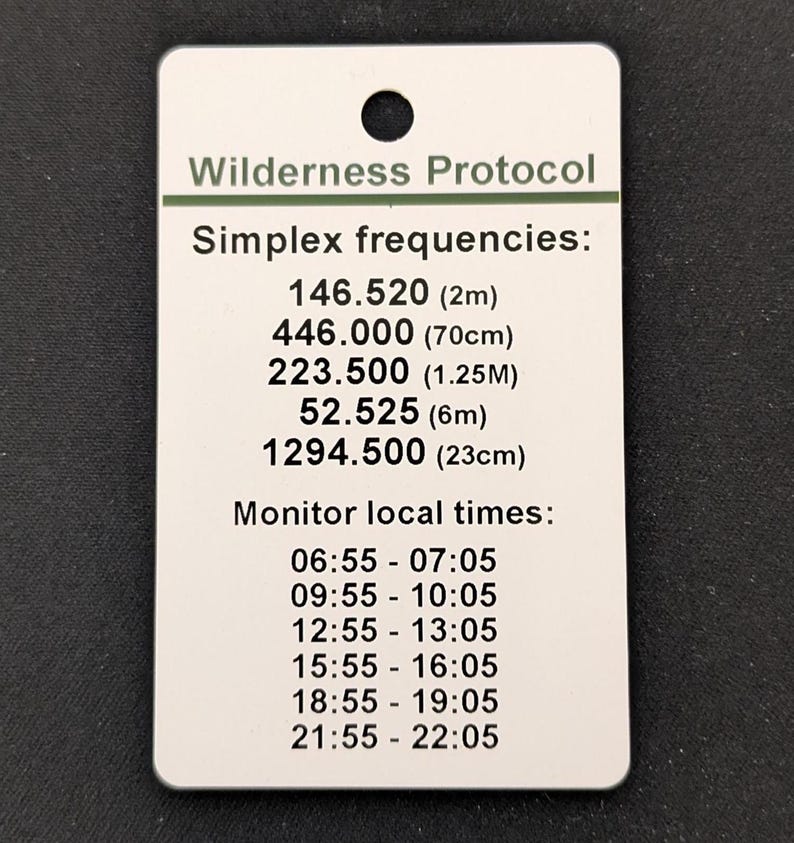 Ham Radio Wilderness Protocol Reference Card: Hiking Emergency ...