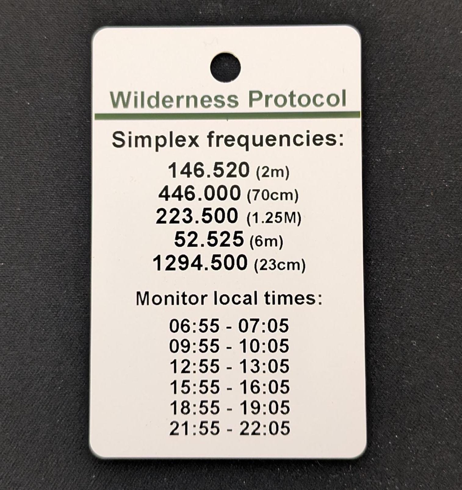 Ham Radio Wilderness Protocol Reference Card: Hiking Emergency ...