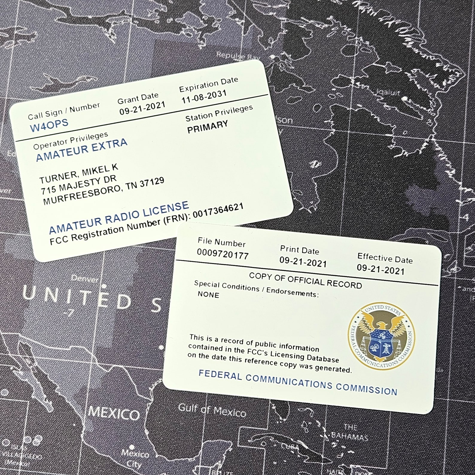 Full Color Ham Radio FCC License Wallet Card - Plastic Wallet Card (PVC ...