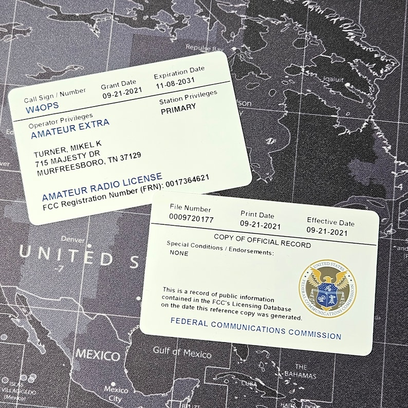 Full Color Ham Radio FCC License Wallet Card - Plastic Wallet Card (PVC ...