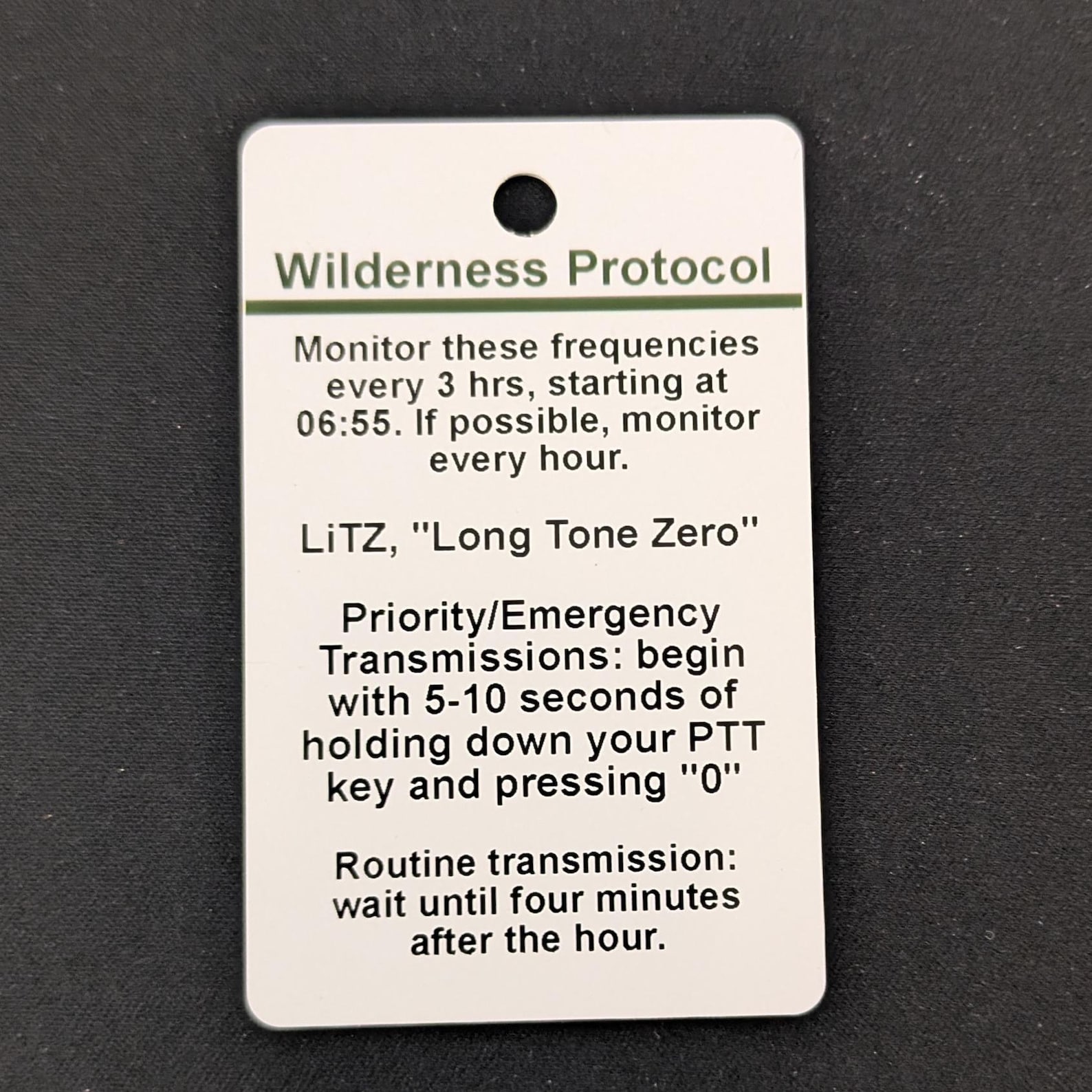 Ham Radio Wilderness Protocol Reference Card: Hiking Emergency ...